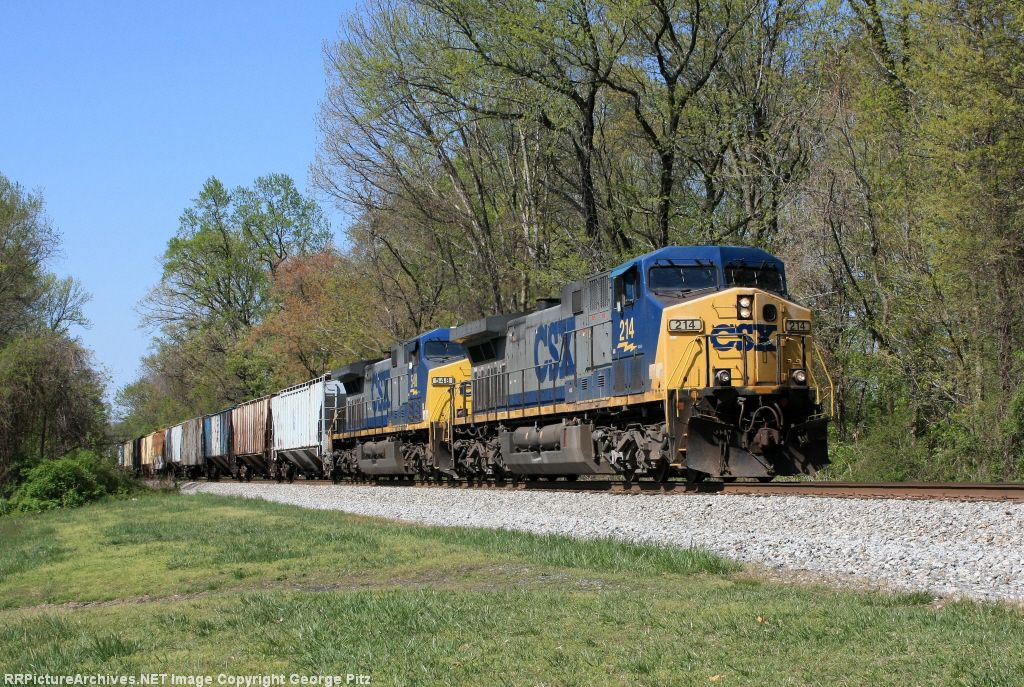 CSX 214 with loaded bauxite train
